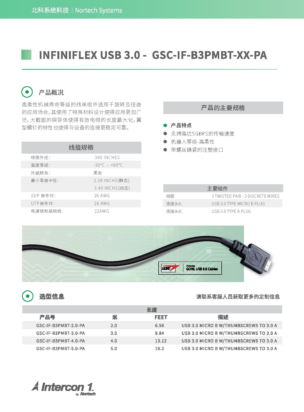 北科Intercon 1 USB3.0机器视觉电缆 - 上海鸣则图像技术有限公司,SVS德国工业相机,JAI工业相机,北科Intercon电缆